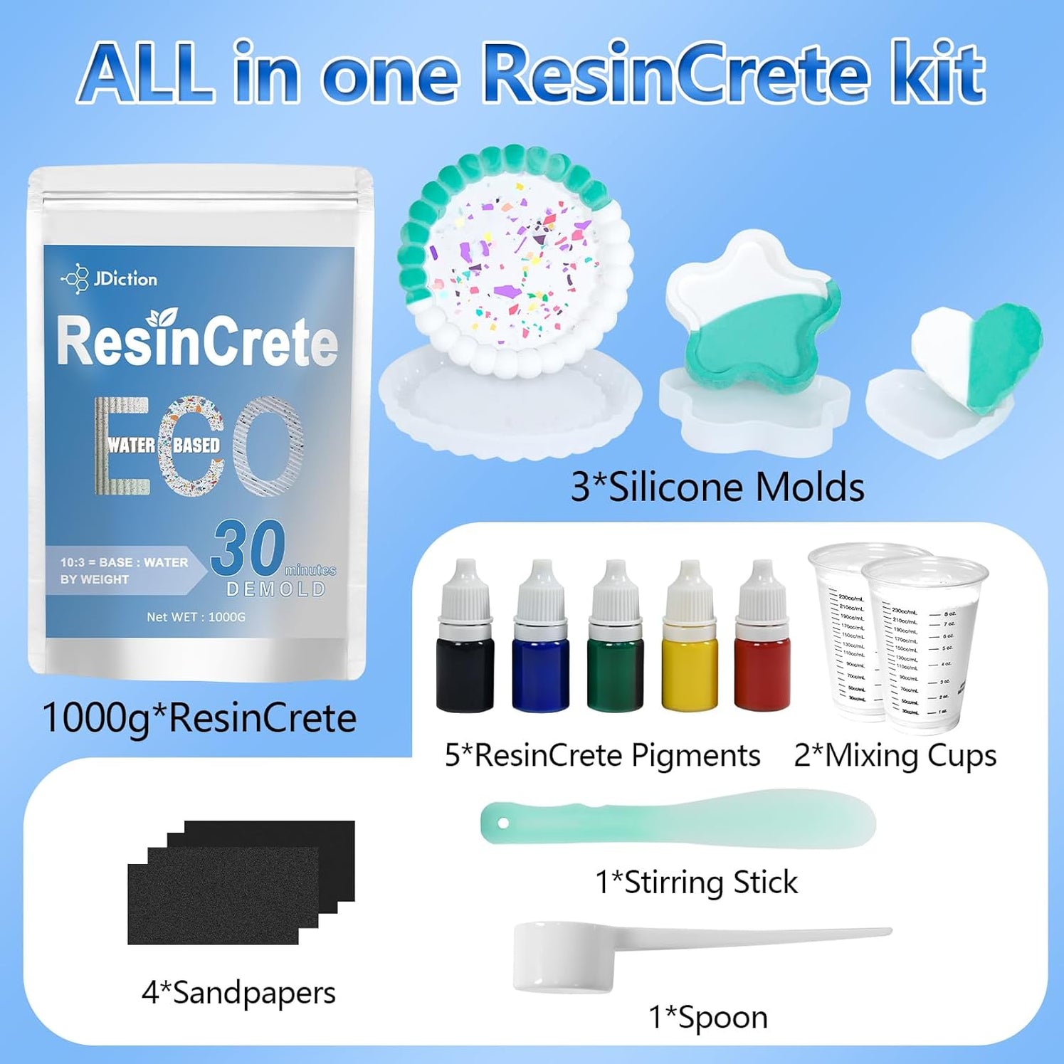 JDiction ResinCrete – Eco Pour Craft Kits for DIY Home Décor & Gifts