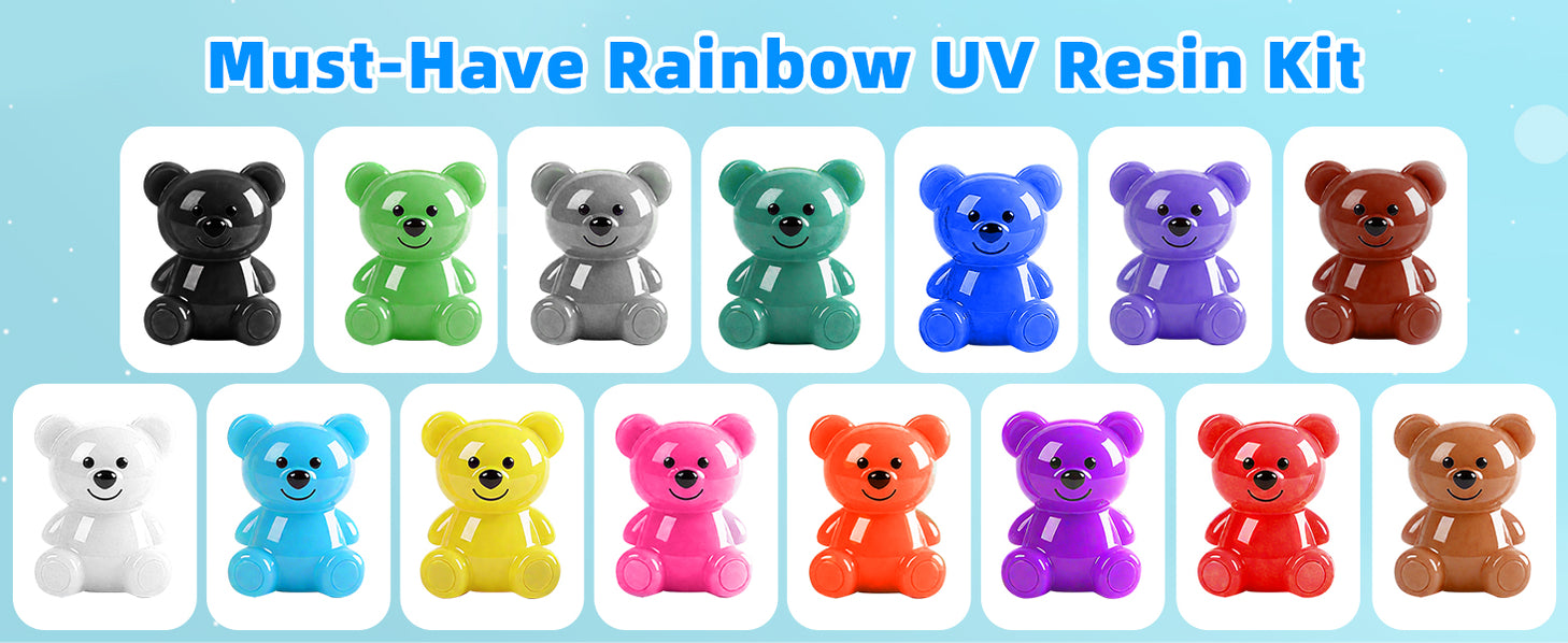 JDiction Colored UV Resin 15 Colors Kit - 300g