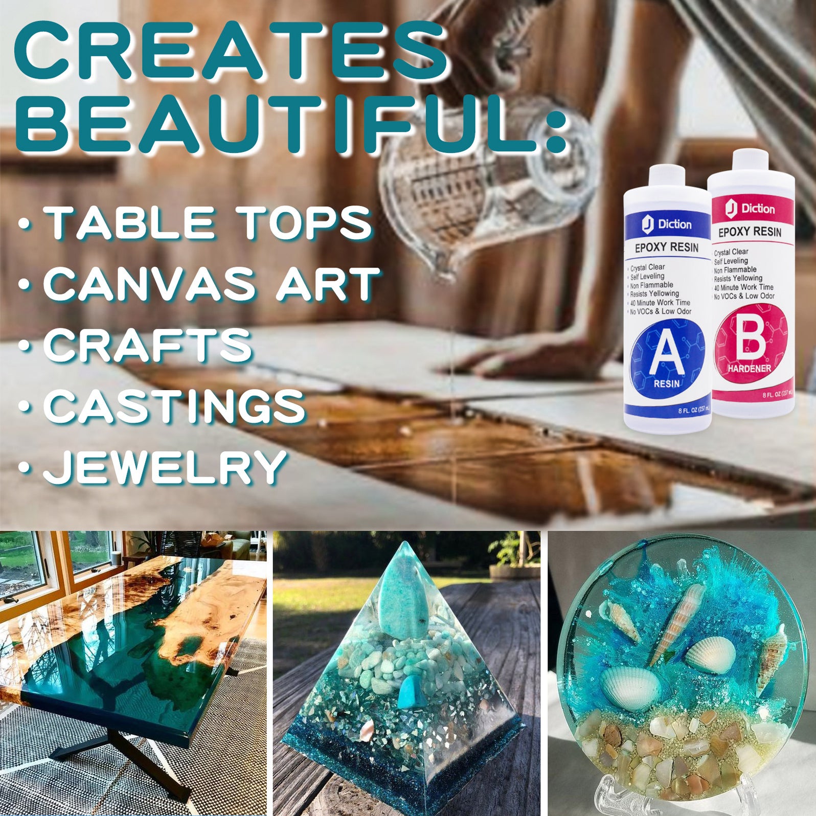 JDiction Crystal Clear Epoxy Resin Kit - 32oz